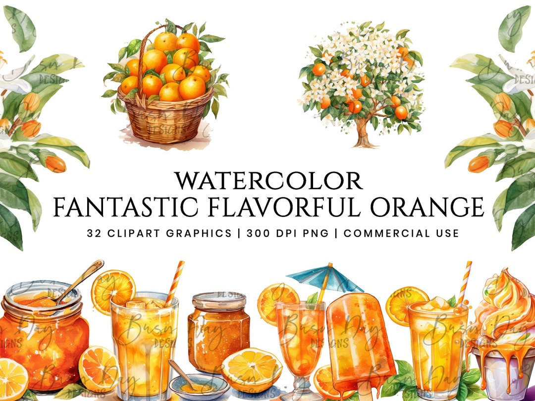 32 Watercolor Oranges Clipart Bundle, Watercolor Clipart, Digital ...