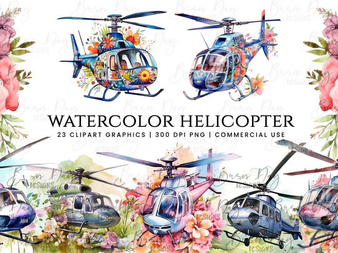 Watercolor Helicopter Clipart Bundle (digital Download) - Etsy