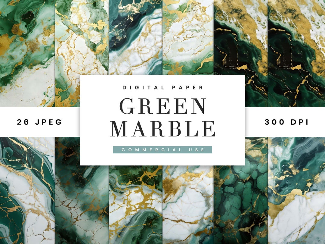 26 Green Marble Pattern Digital Paper Pack Digital Background ...
