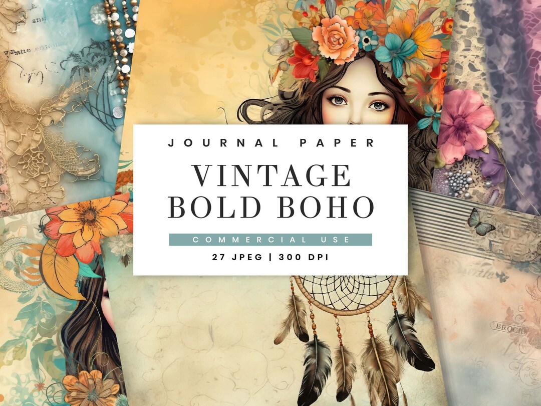 Boho Junk Journal Paper: 27 Bold Digital Pages (digital Download) - Etsy