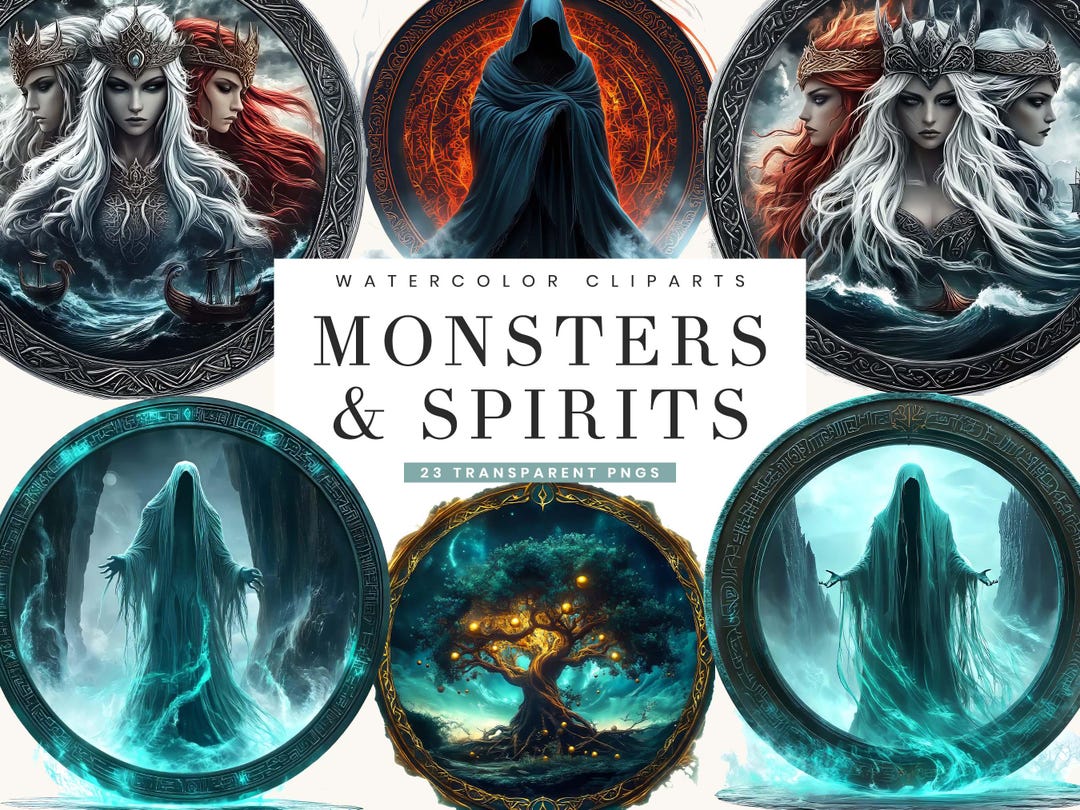 Watercolor Norse Mythology Clipart: Monsters & Spirits (digital ...