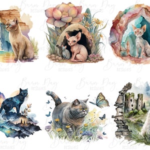 Fairy Watercolor Cats Clipart Bundle: Commercial Use (digital Download ...