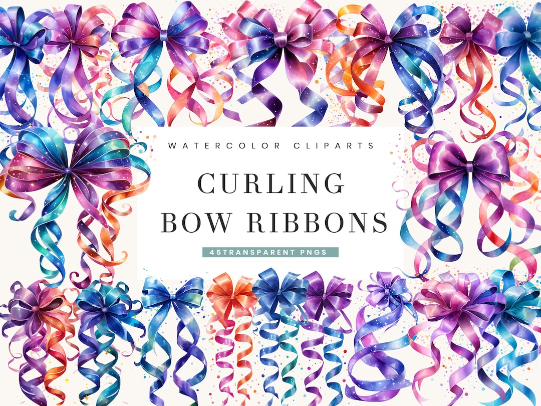 45 Bows Curling Ribbons Clipart Bundle Digital Download Printable Art ...
