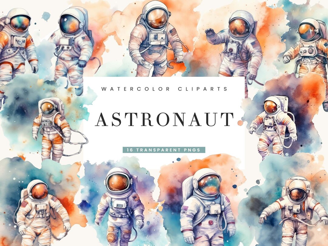 16 Watercolor Astronaut Clipart Bundle Sublimation Designs Printable ...