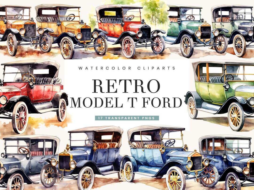 Watercolor Retro Model T Ford Clipart Bundle (digital Download) - Etsy
