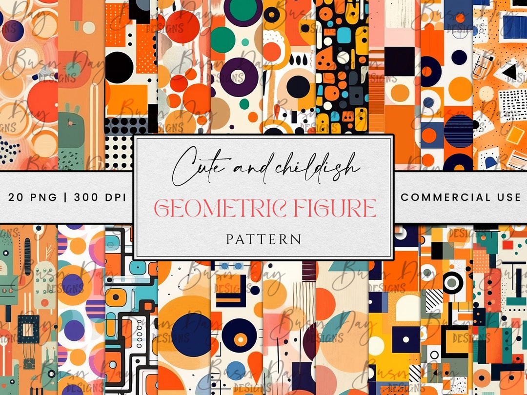 Cute and Childish Geometric Figure Pattern, Digital Download Printable ...