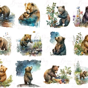Watercolor Baby Bear Clipart Watercolor Clipart Digital - Etsy