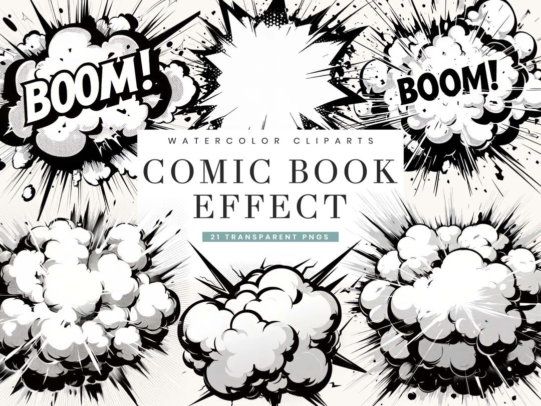 Comic Book Effect Clipart Bundle: Pop Art PNG Designs (digital Download ...