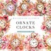 Watercolor Ornate Clocks Clipart Bundle: 29 PNG Designs (digital ...
