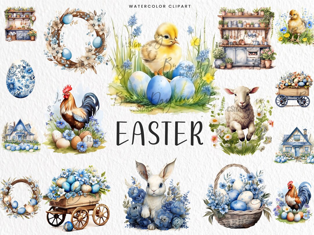 Watercolor Easter Clipart Bundle Digital Download Sublimation Designs ...