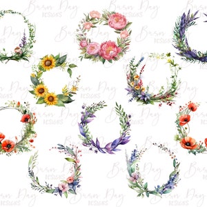 Watercolor Floral Wreaths Clipart Bundle (digital Download) - Etsy