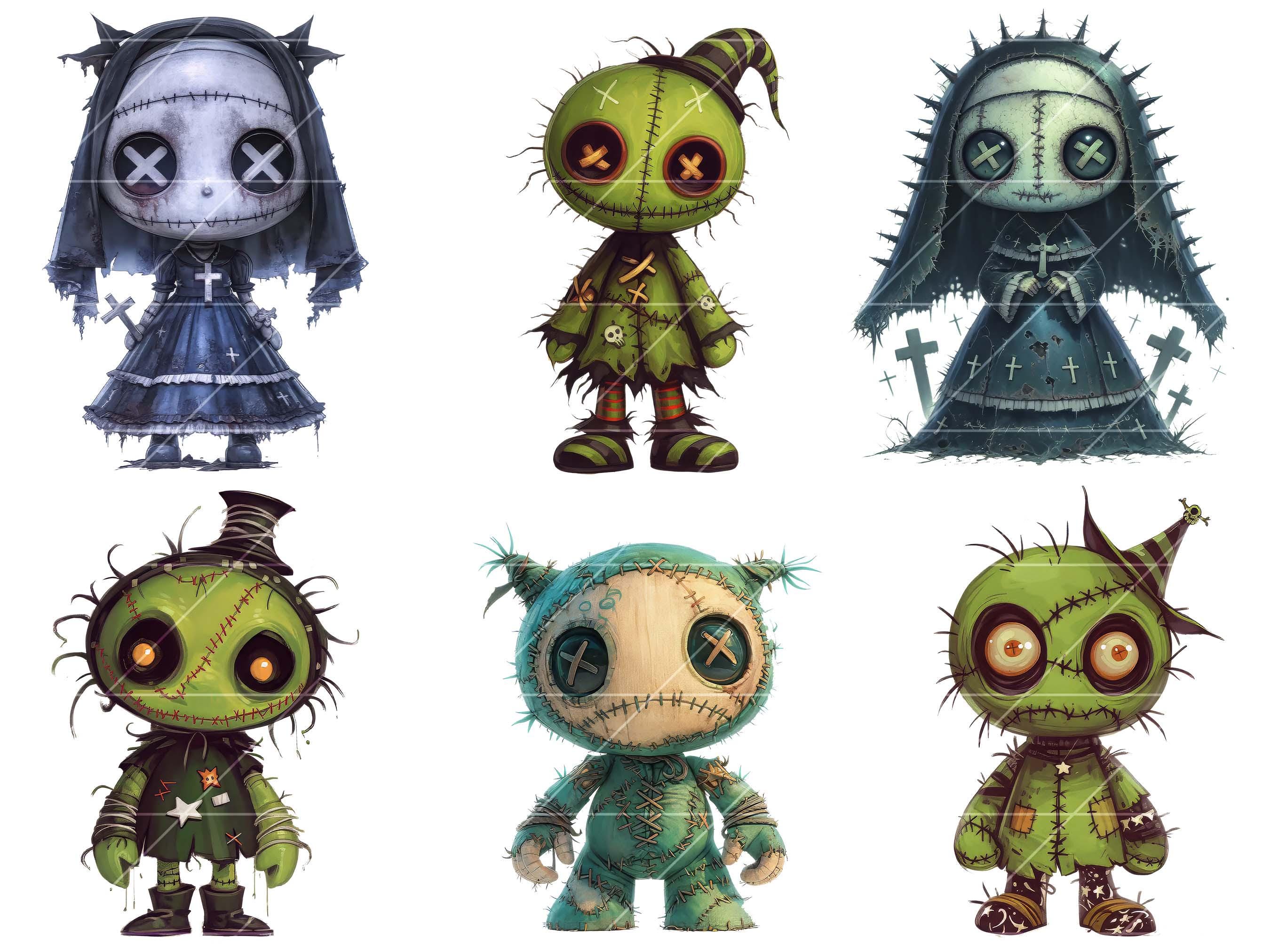 26 Watercolor Cute Creepy Scary Voodoo Doll Sublimation Designs ...