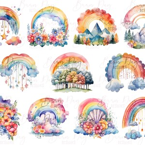 Watercolor Rainbow Clipart Bundle, Digital Download, Instant Download ...