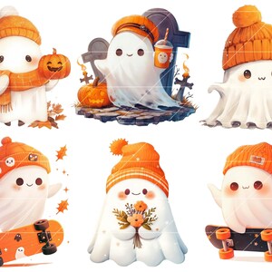 25 Watercolor Cute Cloth Ghost Clipart Bundle Sublimation Designs ...