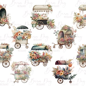 Watercolor Flower Carts Clipart Bundle Digital Download - Etsy
