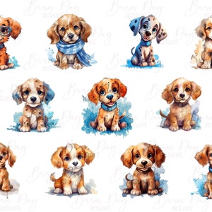 22 Watercolor Cute Puppy Clipart Bundle, Watercolor Clipart, Watercolor ...