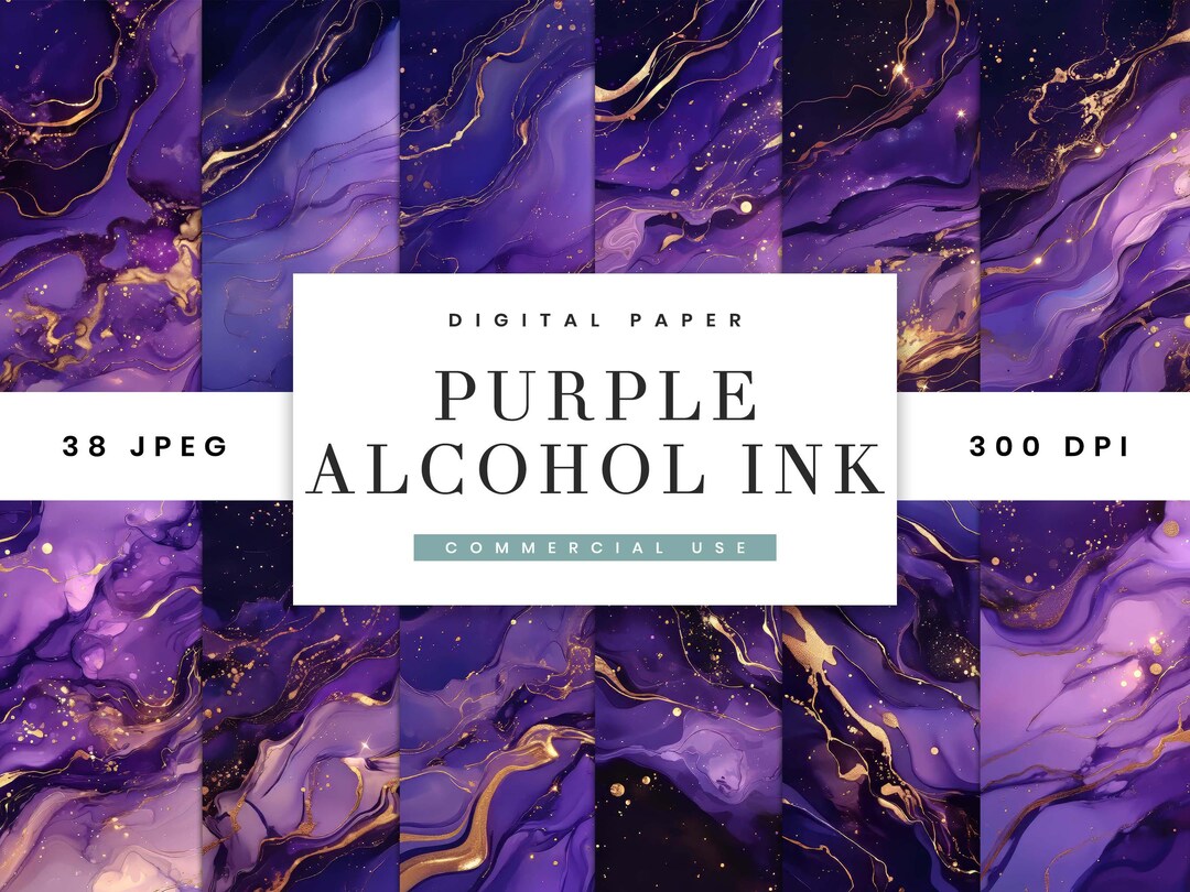 38 Purple Gold Alcohol Ink Digital Paper Pattern Instant Download ...