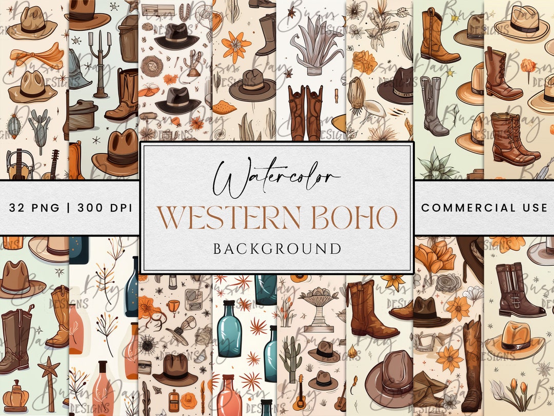 Watercolor Western Boho Background Sublimation Designs, Commercial Use ...
