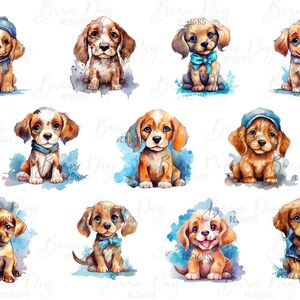 22 Watercolor Cute Puppy Clipart Bundle, Watercolor Clipart, Watercolor ...