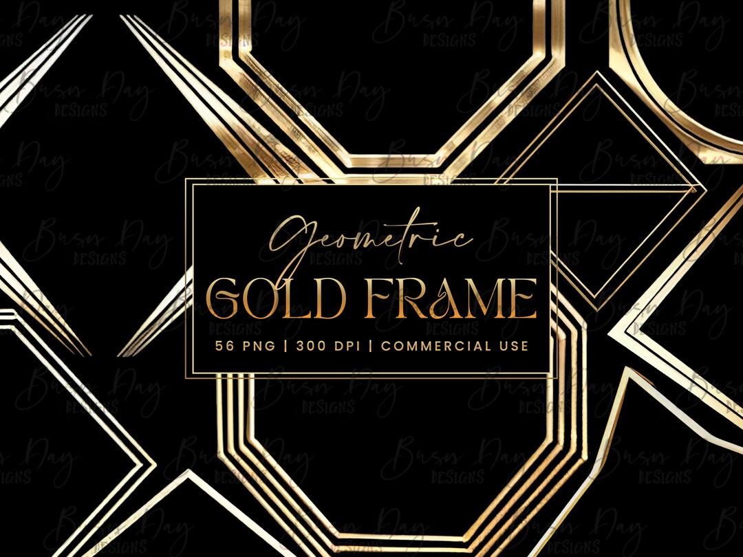 56 Geometric Gold Frame Clipart Bundle Digital Download, Sublimation ...