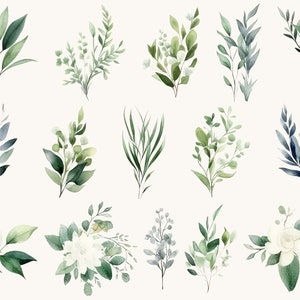 Watercolor Greenery Clipart: Floral Leaves Bundle (digital Download) - Etsy