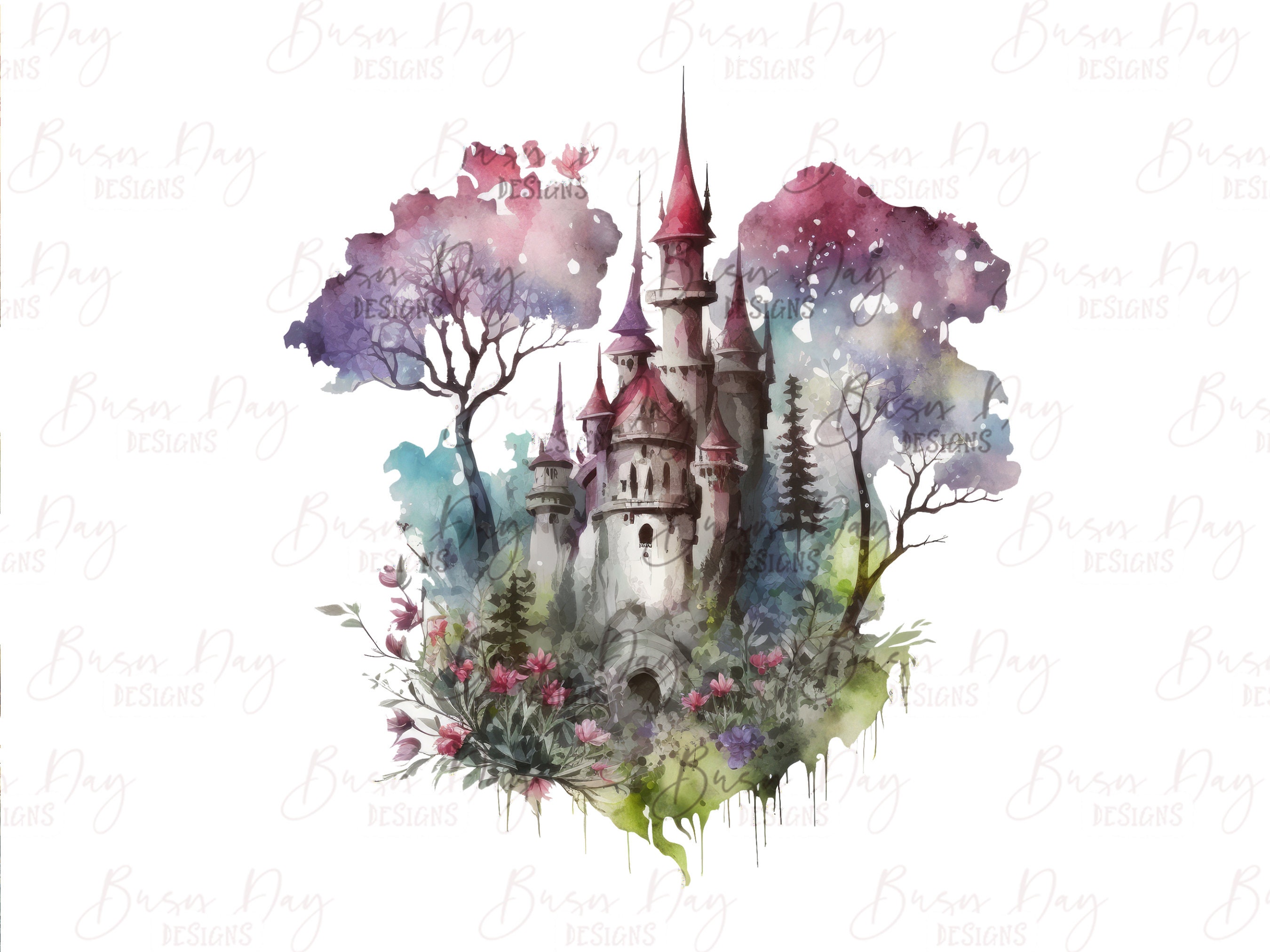 Watercolor Fairy Castle Clipart Bundle (digital Download) - Etsy