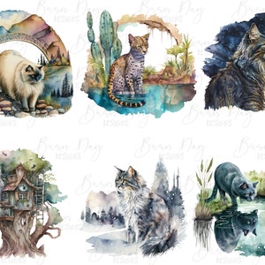 Fairy Watercolor Cats Clipart Bundle: Commercial Use (digital Download ...