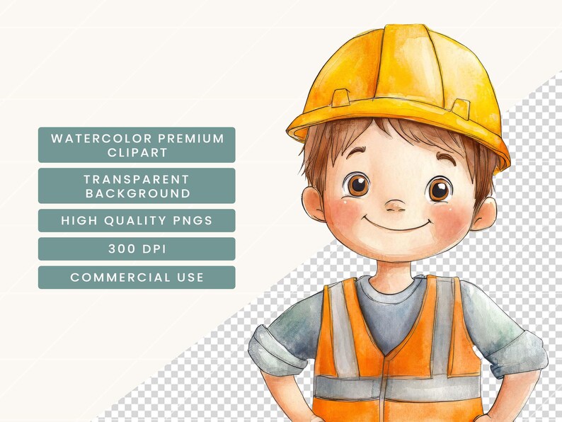 Watercolor Construction Clipart Bundle: 32 PNG Designs (digital ...