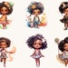29 Watercolor Cute Little Black Girl Clipart Bundle , Watercolor ...