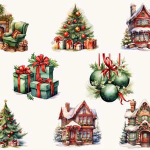 26 Watercolor Classic Christmas Clipart Bundle Digital Download ...