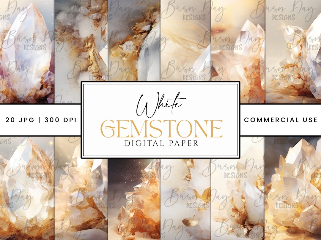 White Gemstone Digital Paper: Backgrounds, Sublimation Designs (digital ...