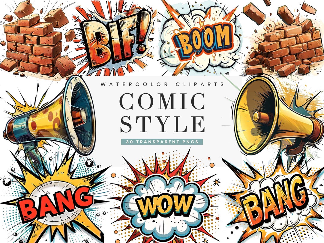 30 Watercolor Popular Comic Style Clipart Bundle Sublimation Designs ...