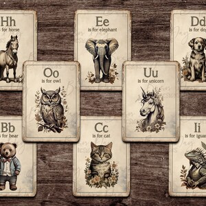Animal Alphabet A to Z Flash Card Printable Art, Instant Download ...