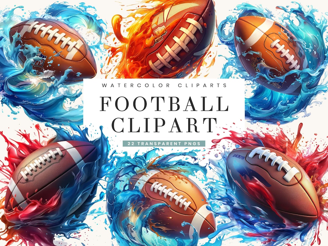 Watercolor Football Clipart Bundle: Sublimation Designs (digital ...