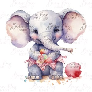 36 Watercolor Cute Elephant Clipart Bundle , Clipart Bundle, Commercial ...