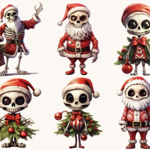 18 Watercolor Christmas Skeleton Clipart Bundle Digital Download ...