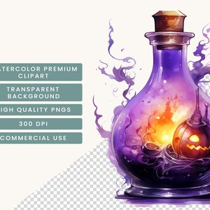 41 Watercolor Purple Halloween Elements Clipart Bundle Printable Wall ...