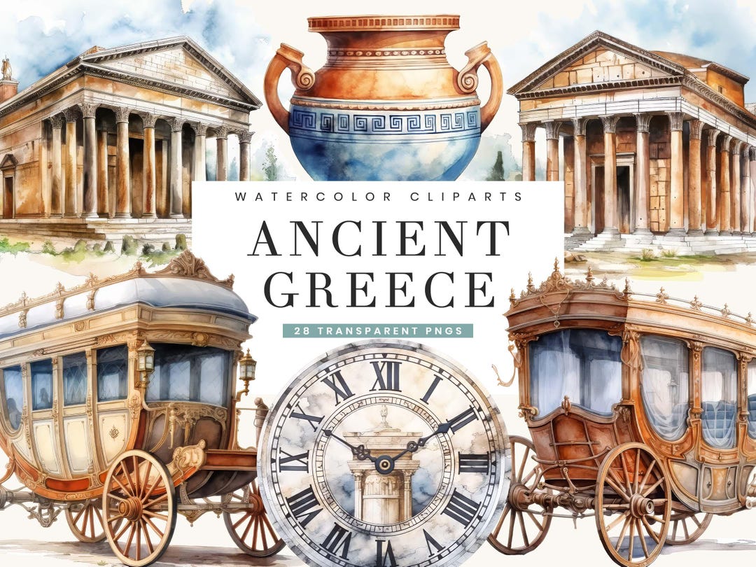 28 Watercolor Ancient Greece Clipart Bundle Sublimation Designs Digital ...