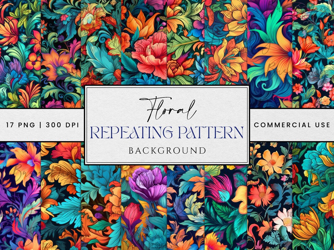 17 Floral Repeating Pattern Background Commercial Use, Digital Download ...