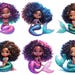 30 Cute Black Mermaid Clipart Bundle Sublimation Designs Digital ...