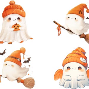 25 Watercolor Cute Cloth Ghost Clipart Bundle Sublimation Designs ...