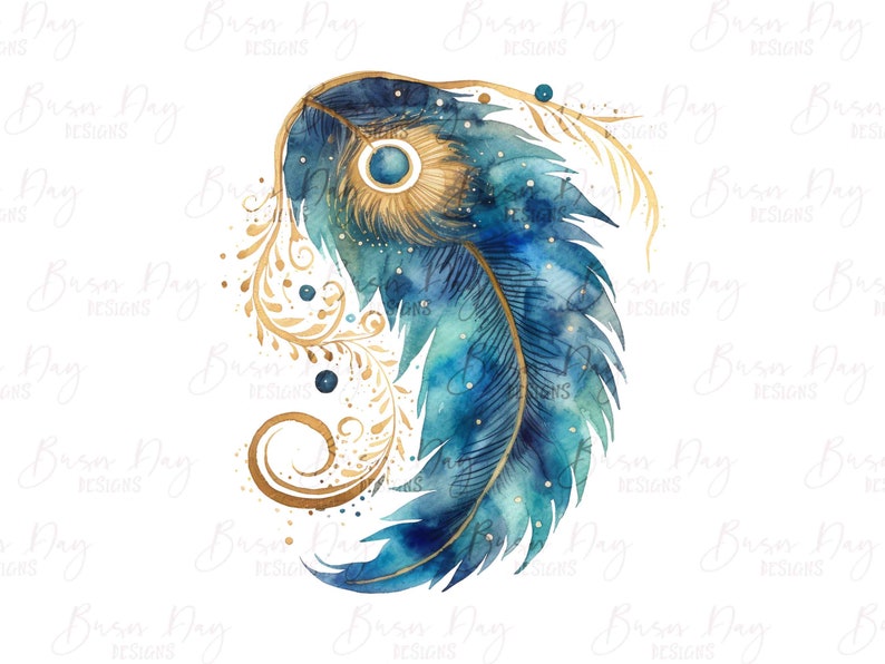 Watercolor Peacock Feather Clipart Bundle (digital Download) - Etsy