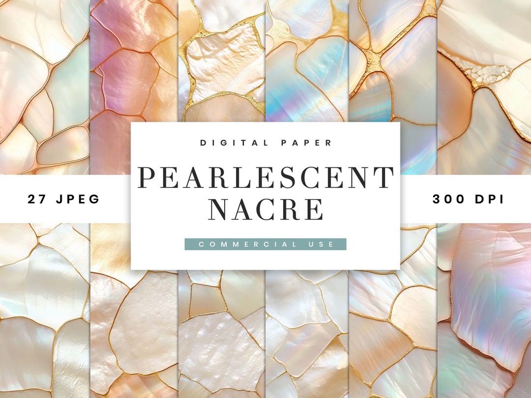 Pearlescent Nacre Digital Paper Pack: 27 Shimmering Designs (digital ...
