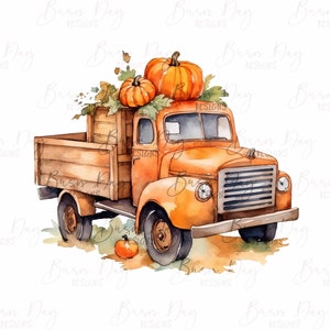Watercolor Autumn Pumpkin Truck Clipart Bundle Sublimation - Etsy