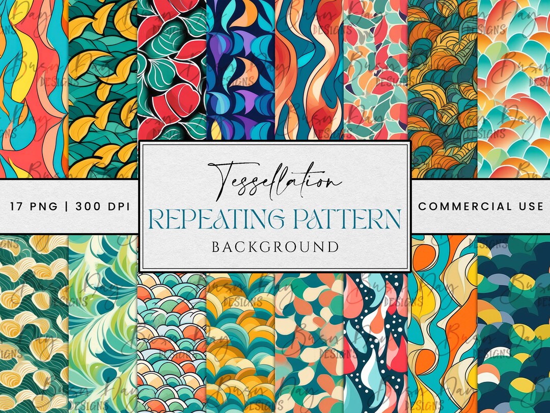 17 Tessellation Repeating Pattern Background Junk Journal Digital Print ...