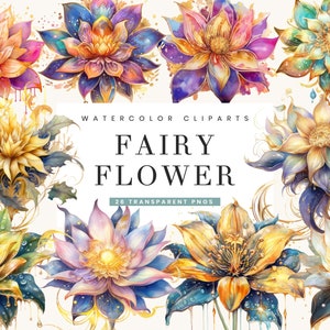 26 Watercolor Fairy Flower Clipart Bundle, Digital Download, Digital ...