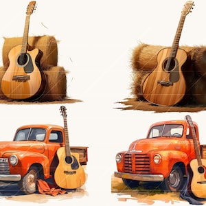 Watercolor Country Music Clipart: Western PNG Bundle (digital Download ...