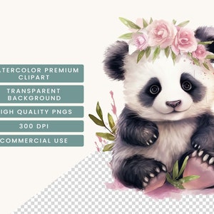 24 Watercolor Cute Baby Panda Clipart , Digital Download, Instant ...