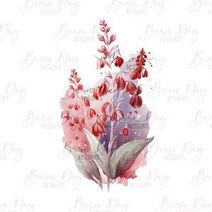 Watercolor Red, Blue and White Flowers Clipart Bundle, Digital Download ...