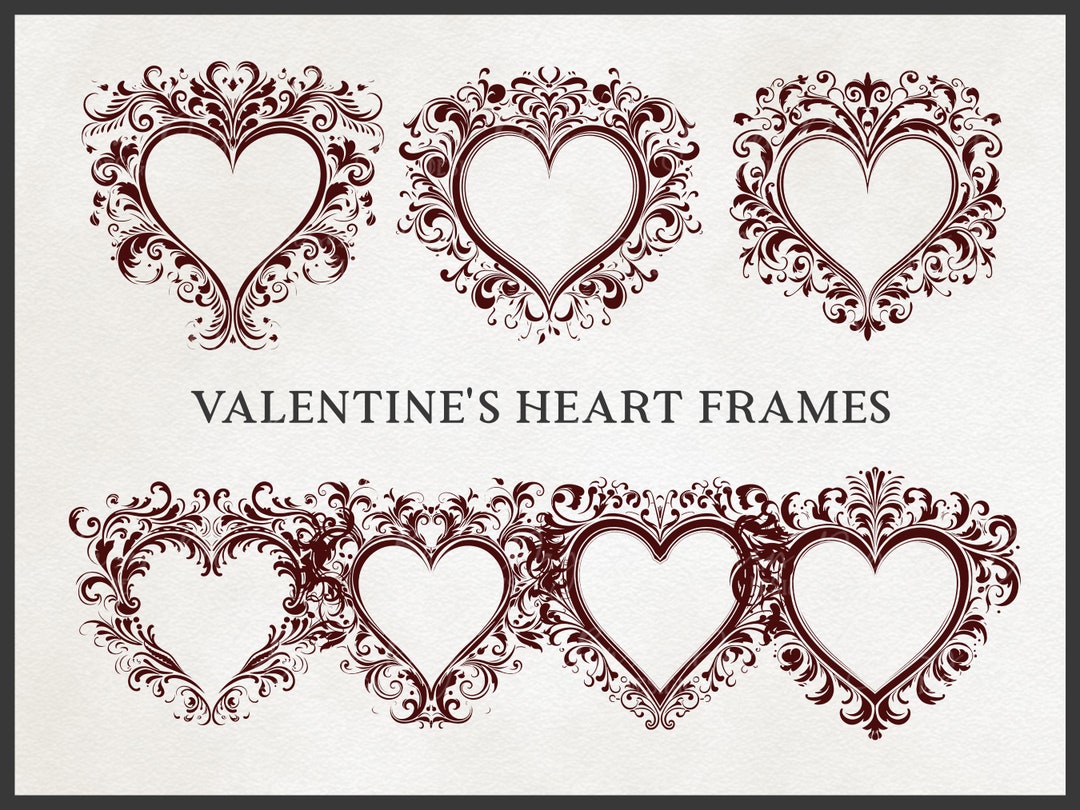 Valentine's Heart Frames Clipart Bundle Sublimation Designs Digital ...